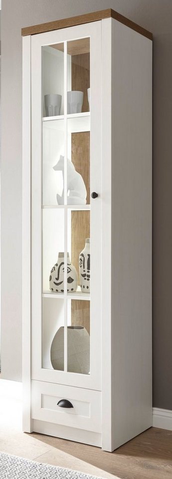 Furndesign Stauraumvitrine Seyne Vitrinenschrank In Pinie Weiß Und