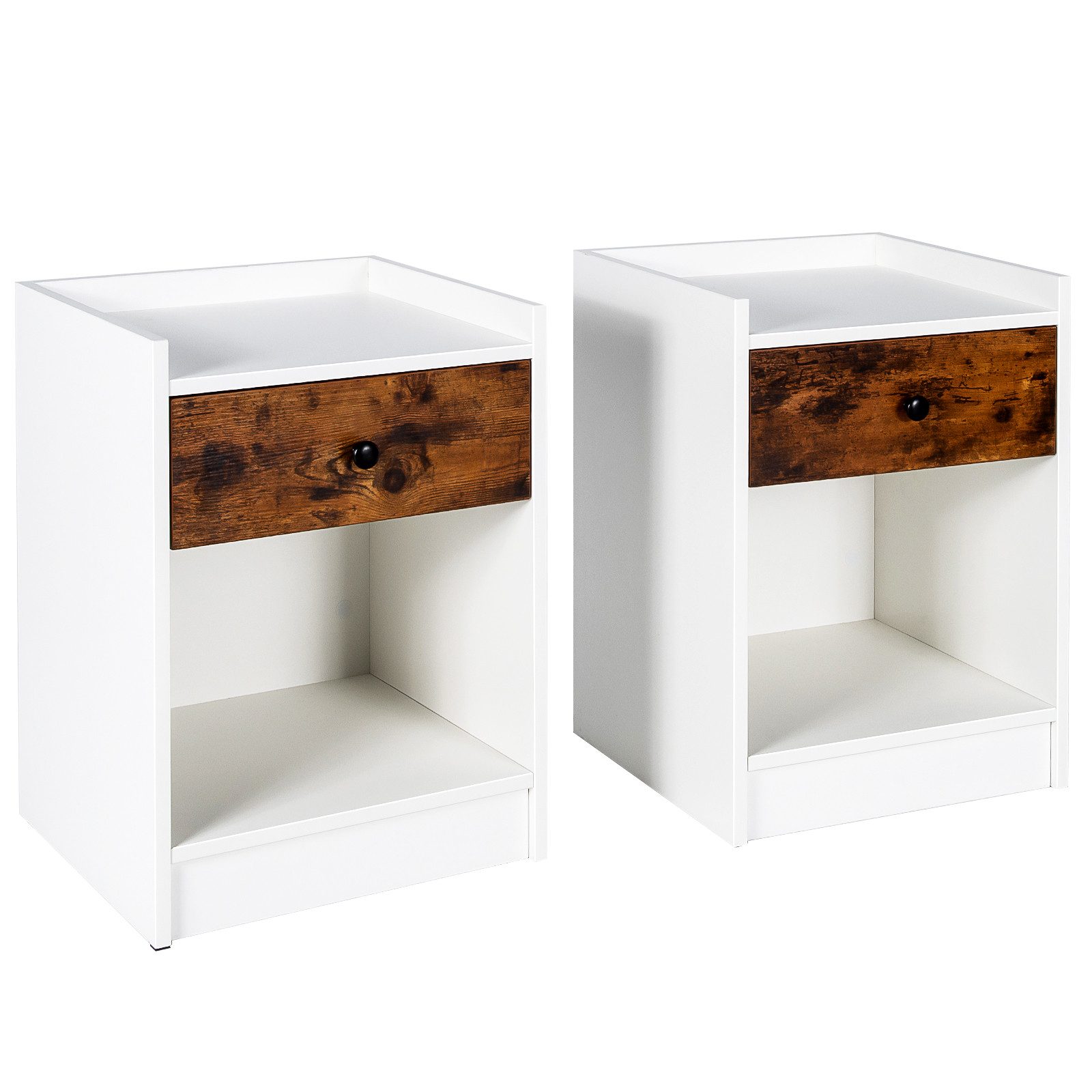 COSTWAY Nachttisch, 2 Ebenen, mit Schublade & offenem Fach