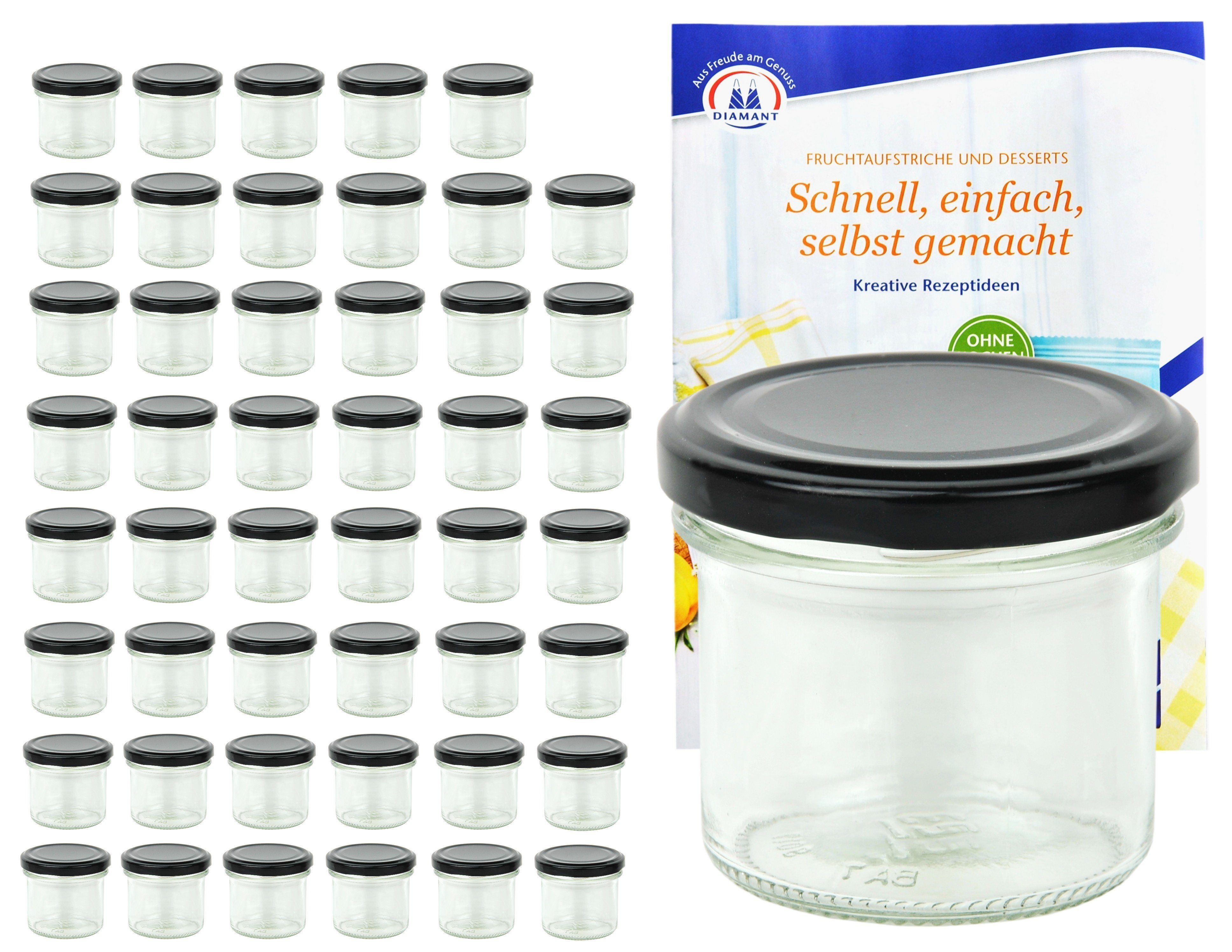Mambocat Einmachglas 48er Set Sturzglas 125 Ml To 66 Schwarzer Deckel