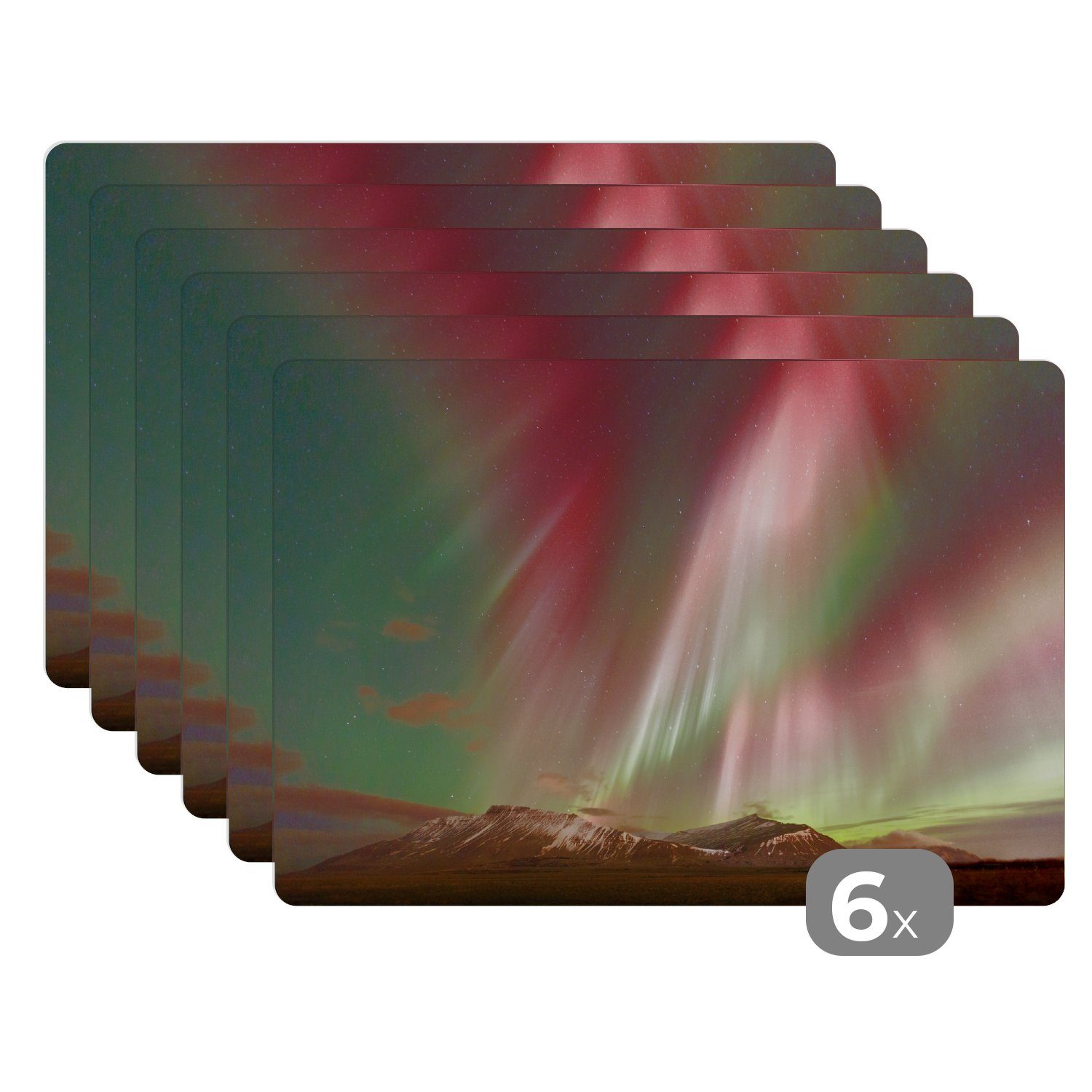 Platzset Nordlichter Grün Rosa Berg Muchowow 6 St Platzset