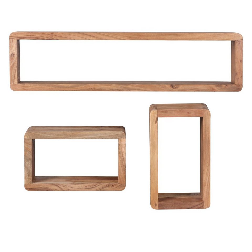 Möbelando Wandregal Design Wandregal 3er Set Boha Massiv Holzregale