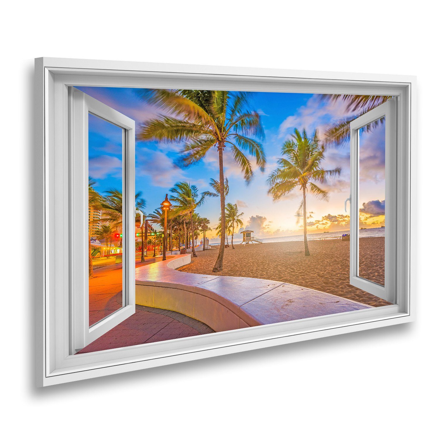 islandburner Leinwandbild Fensterblick Fort Lauderdale Beach Florida Usa im Morgengrauen Sagenha