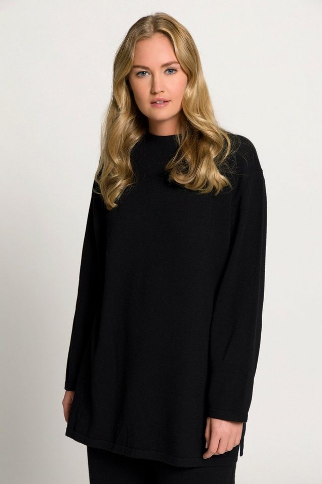 Ulla Popken Strickpullover Pullover Gerippter Stehkragen Langarm
