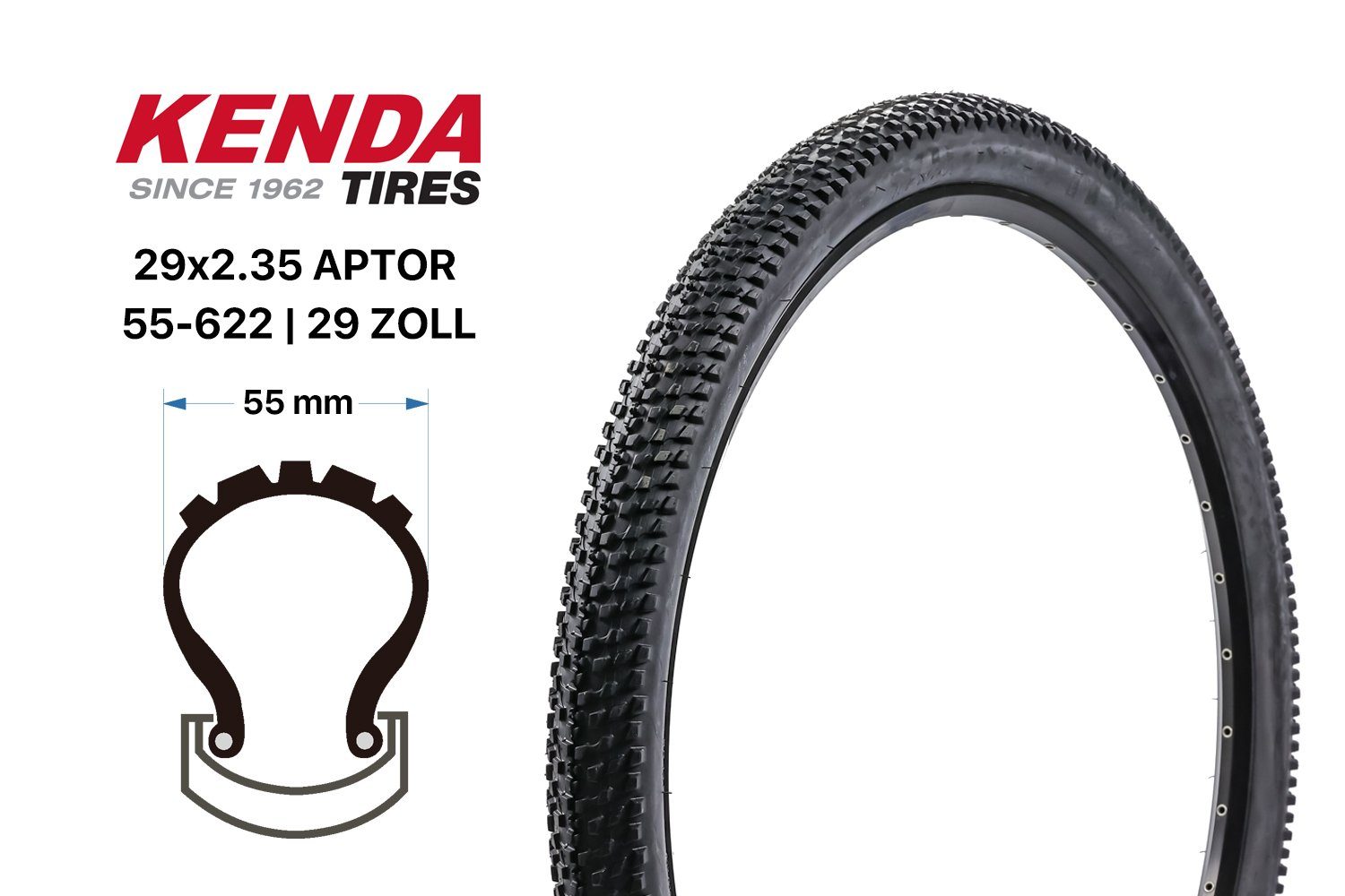 KENDA Fahrradreifen 29 Zoll KENDA APTOR Fahrrad Reifen 55-622 MTB, (1-tlg)