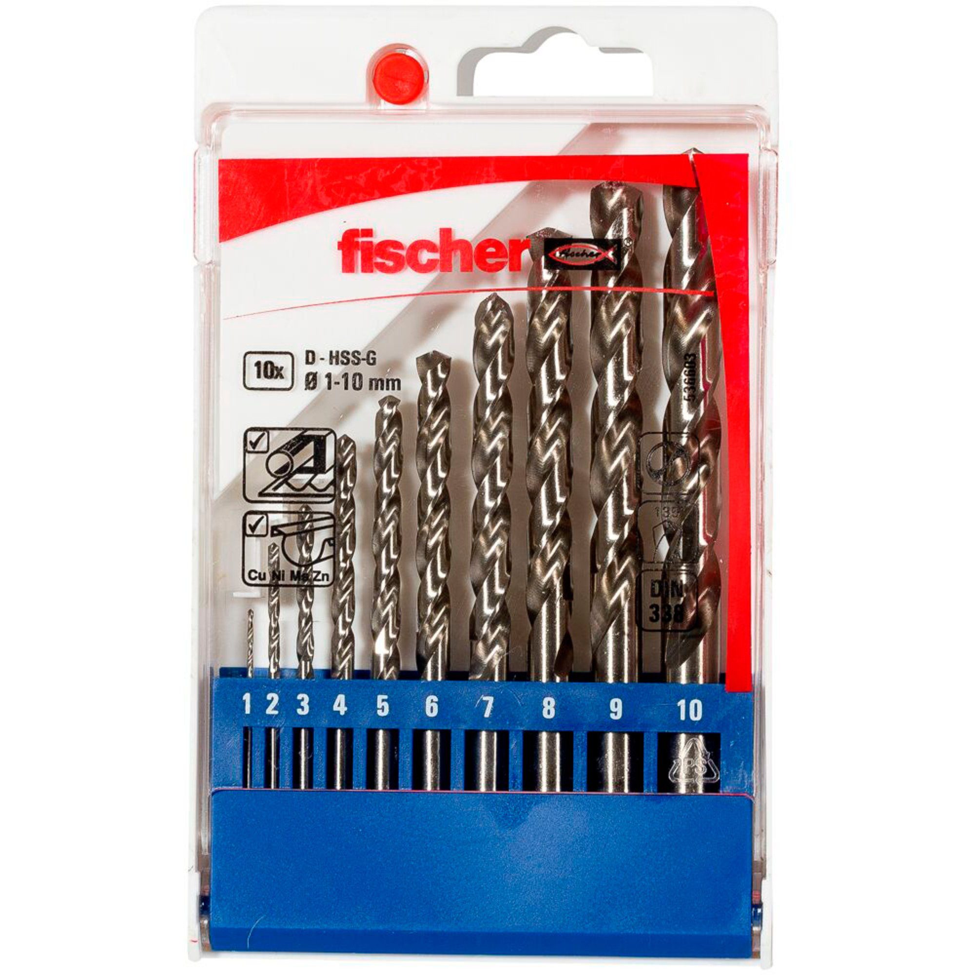 Fischer Bohrer- und Bitset Metallbohrer-Satz HSS-G, 1-10mm, Enthaltene ...