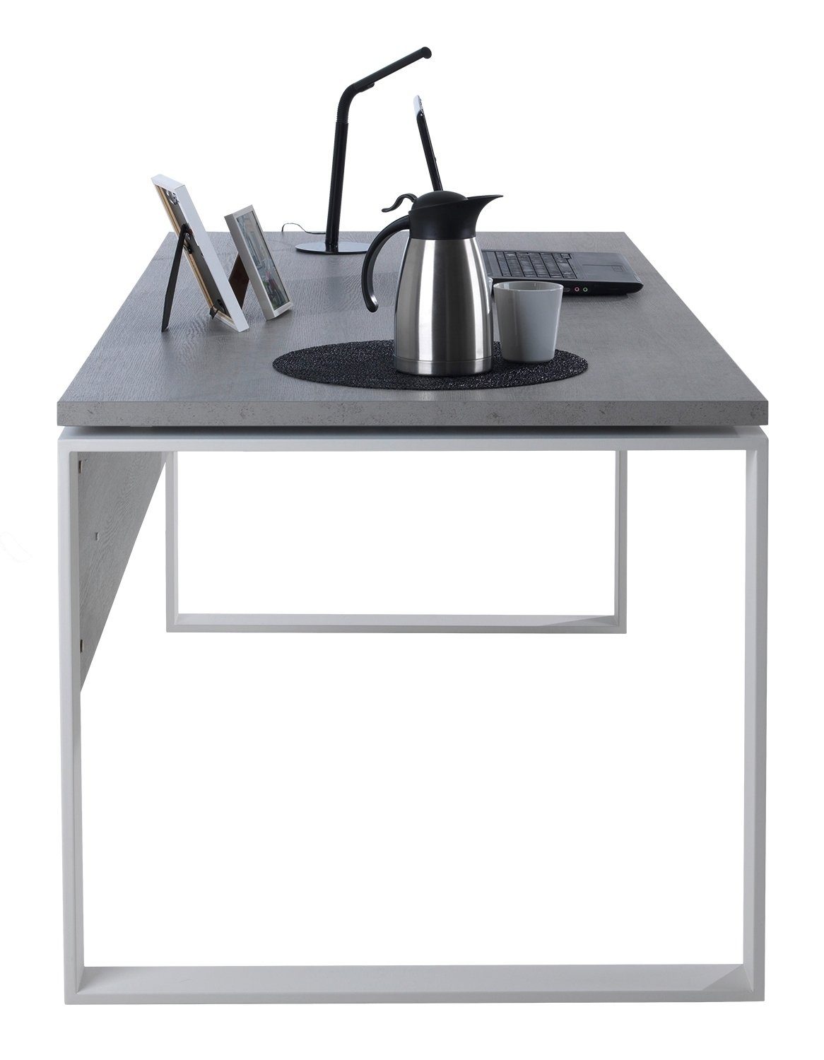 Composad Schreibtisch DISEGNO, Betondekor, Weiß, 170 x 80 cm