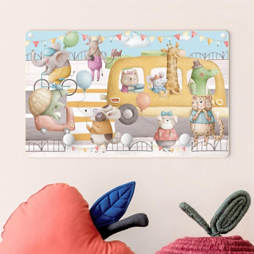 Bilderdepot24 Garderobenpaneel Bunt Illustration Tiere Wasserfarben