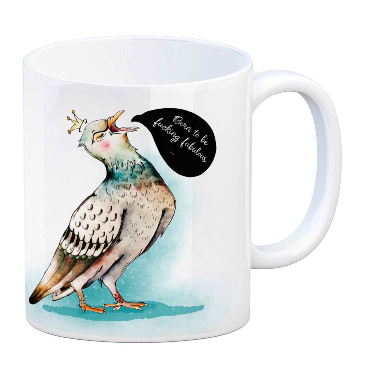 Speecheese Tasse Kaffeebecher Mit Tauben Motiv Und Witzigem Spruch Für
