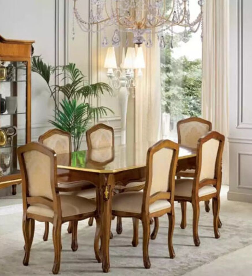 Jvmoebel Esszimmer Set Braun Esstisch Garnitur Tisch 6x Stühle