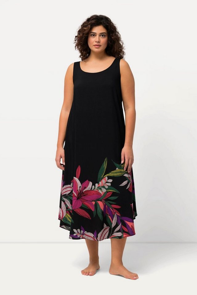 Ulla Popken Sommerkleid Midikleid Blütenborte Rundhals ärmellos Ulla Popken Sommerkleid Midikleid Blütenborte Rundhals ärmellos