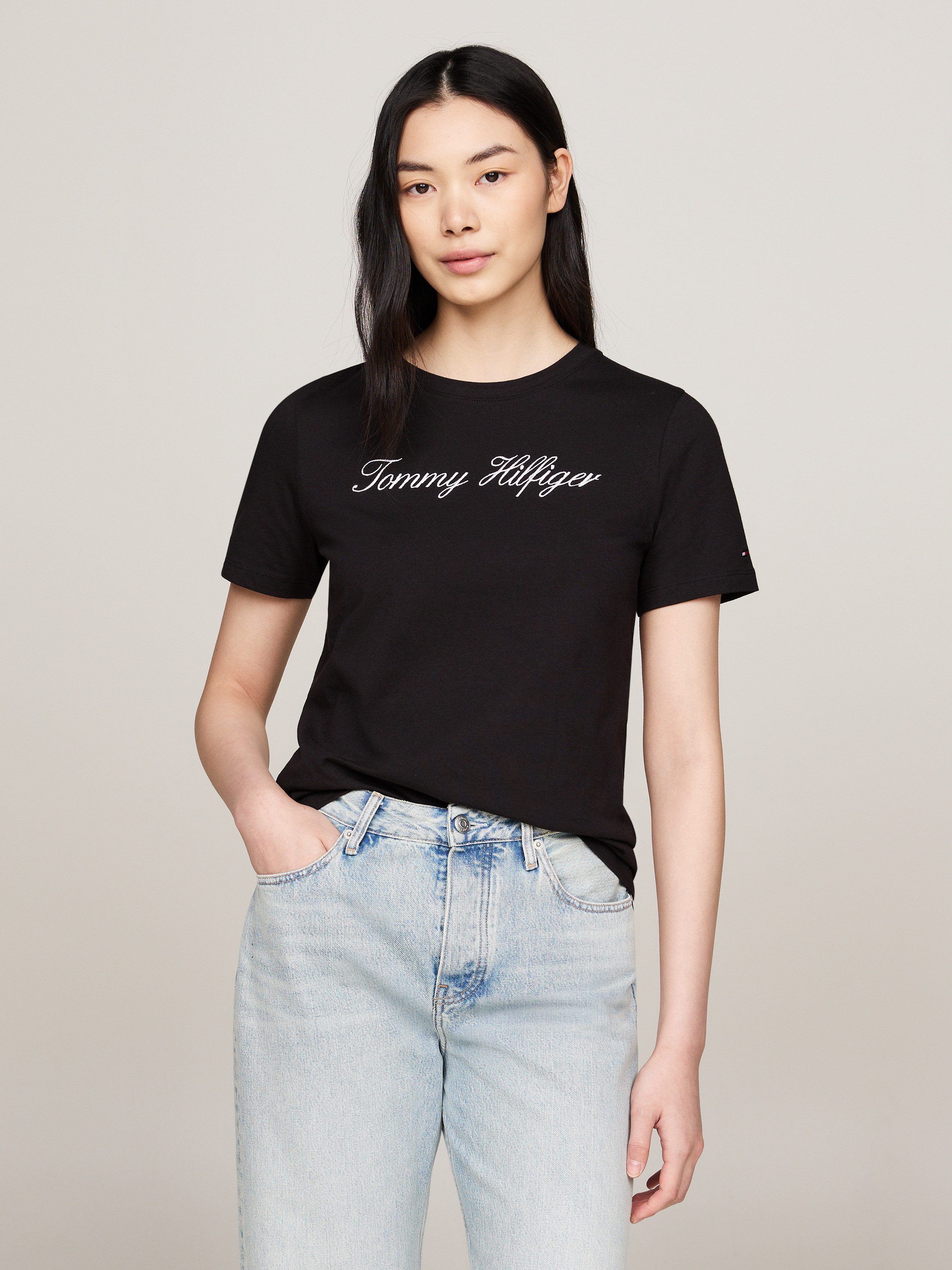 Tommy jeans script t shirt store