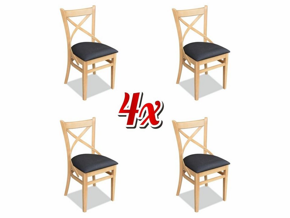 Jvmoebel Stuhl Design Stuhlset Gruppe Polsterung Textil 4x Stühle