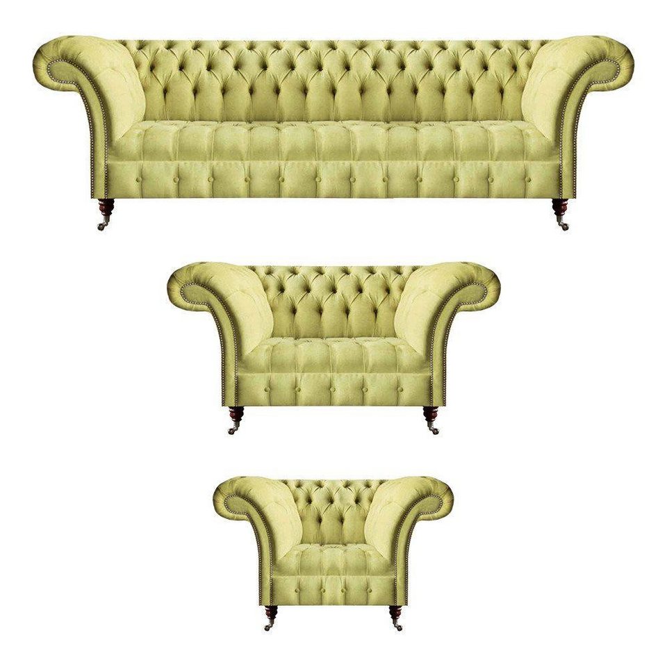 Jvmoebel Chesterfield Sofa Wohnzimmer Sofa Set 3tlg Luxus Sitzmöbel