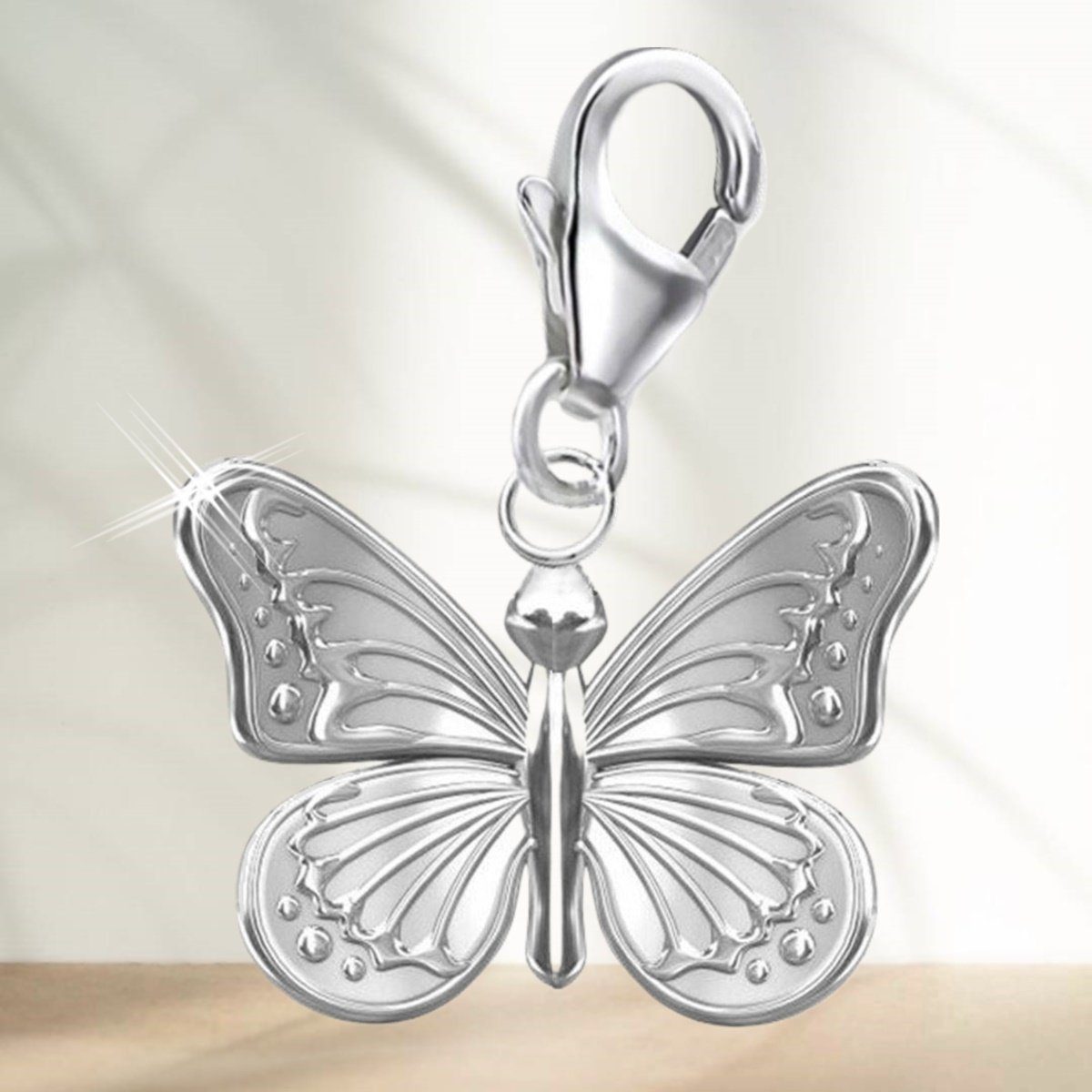 Goldene Hufeisen Charm Schmetterling Schmetterling Karabiner Charm Anhänger 925 Sterling-Silber ...