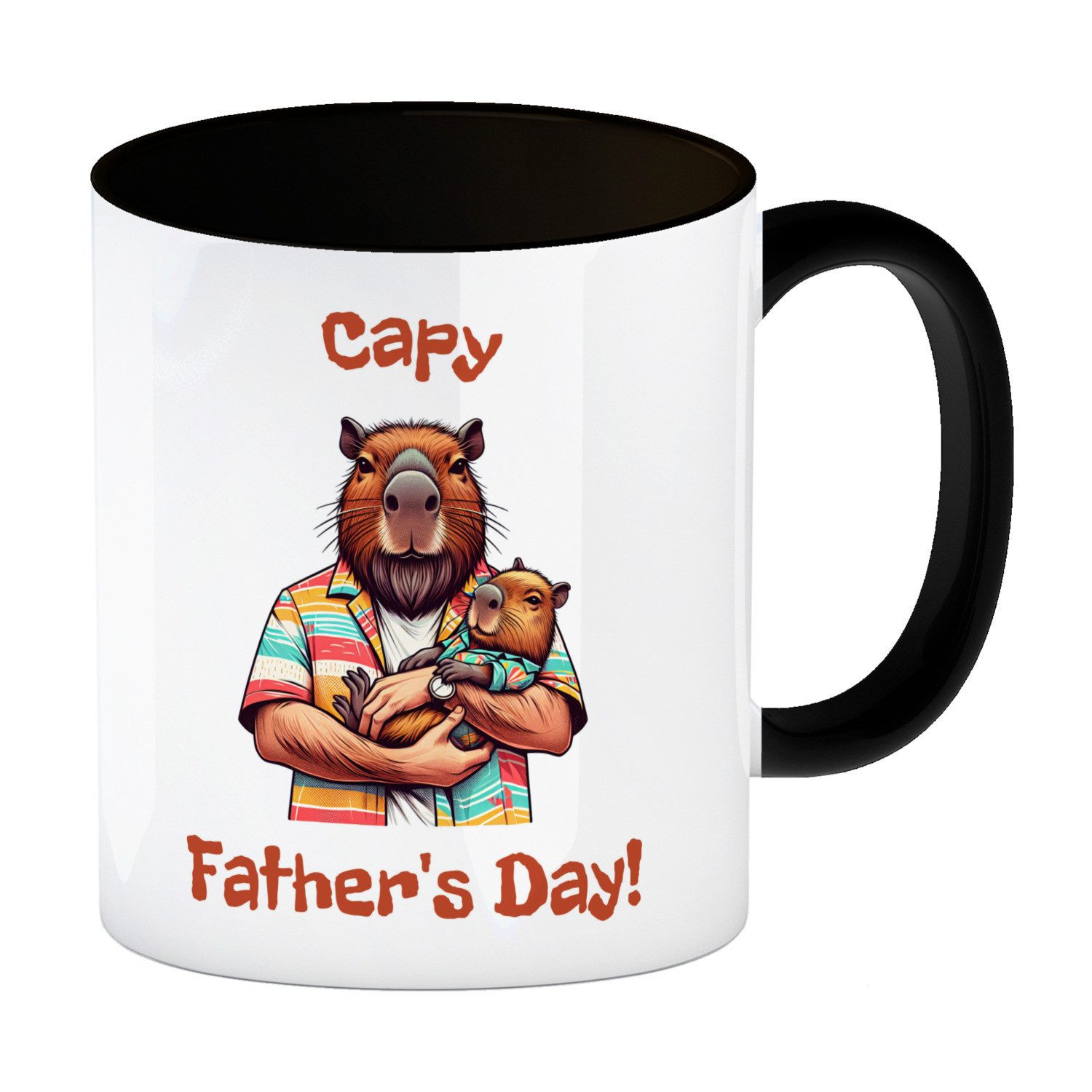 Speecheese Tasse Capybara Papa Mit Kind Kaffeebecher In Schwarz Spruch