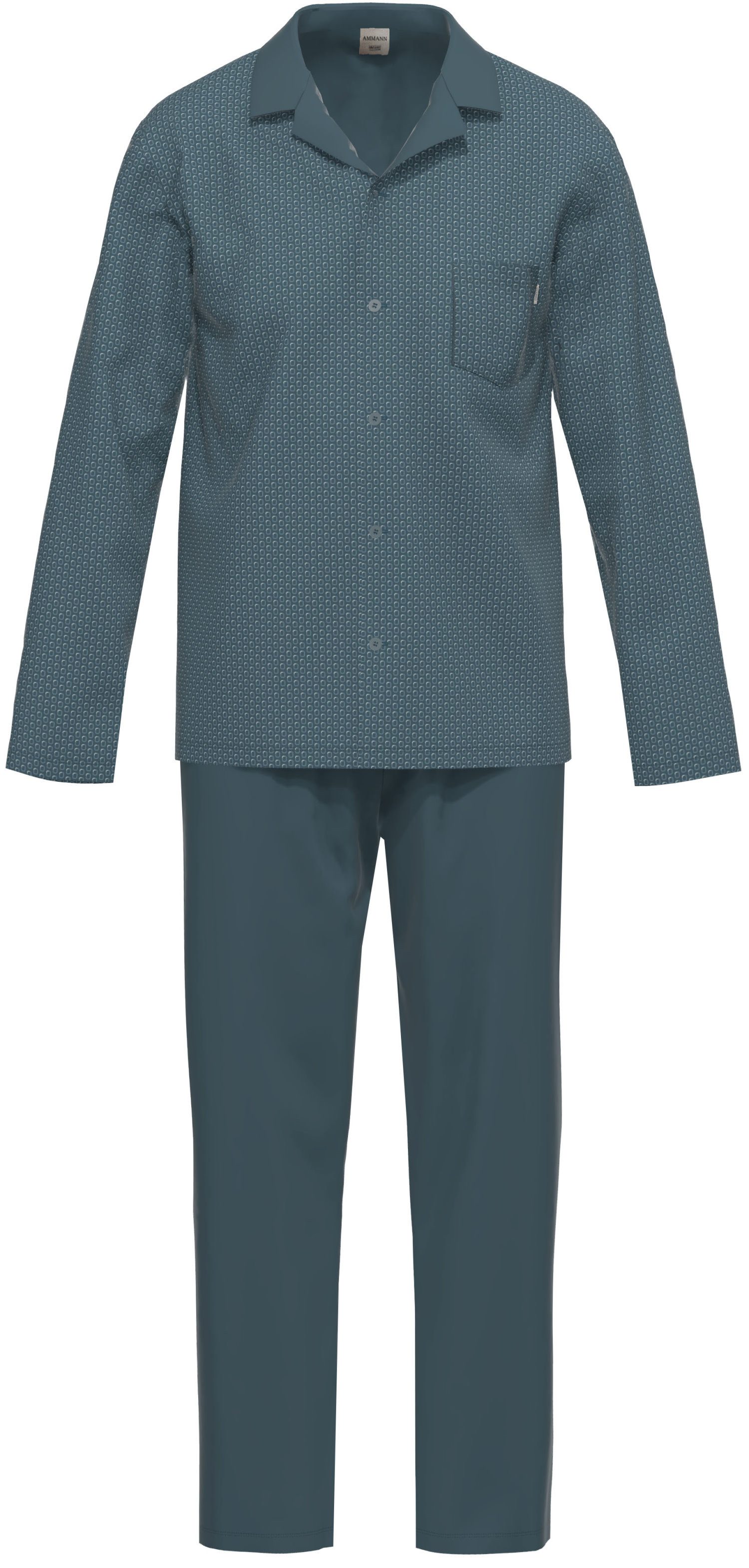 Ammann Schlafanzug Herren Pyjama Geknöpft 2 Tlg Baumwolle