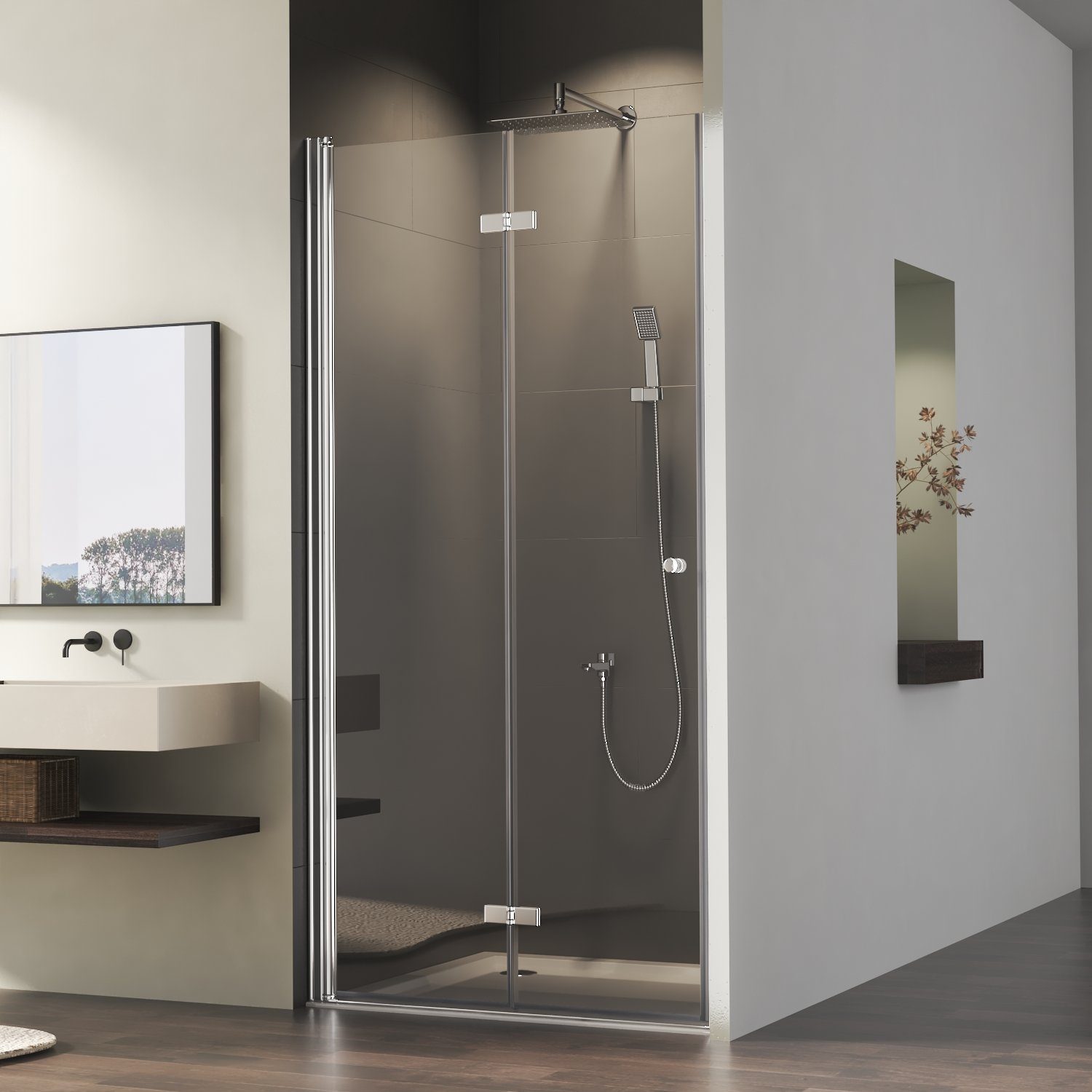 Boromal Dusch Drehtür Nischentür Dusche 75 120cm Duschtür Faltbar