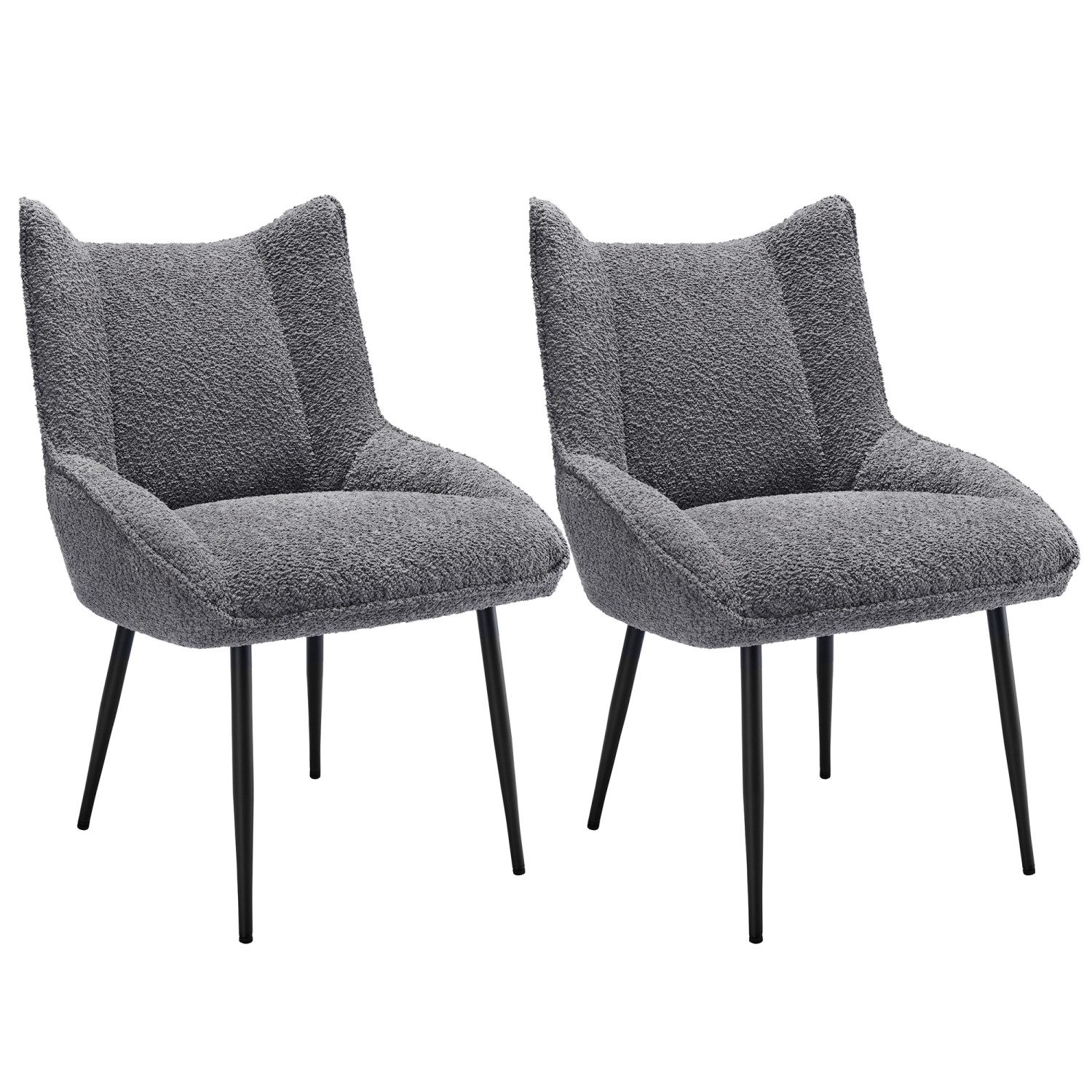 Flieks Esszimmerstuhl (Set, 2 St), 2er Set Polsterstühle Wohnzimmerstuhl Teddy-Samt, Eisenbeine
