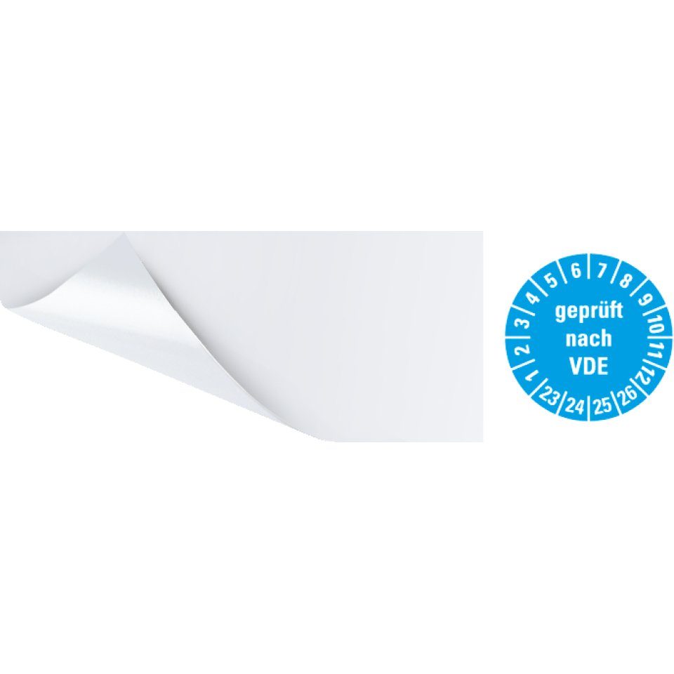 König Werbeanlagen Hinweisschild Aufkleber I Kabelprüfplakette geprüft nach VDE 23-26, hellblau ...