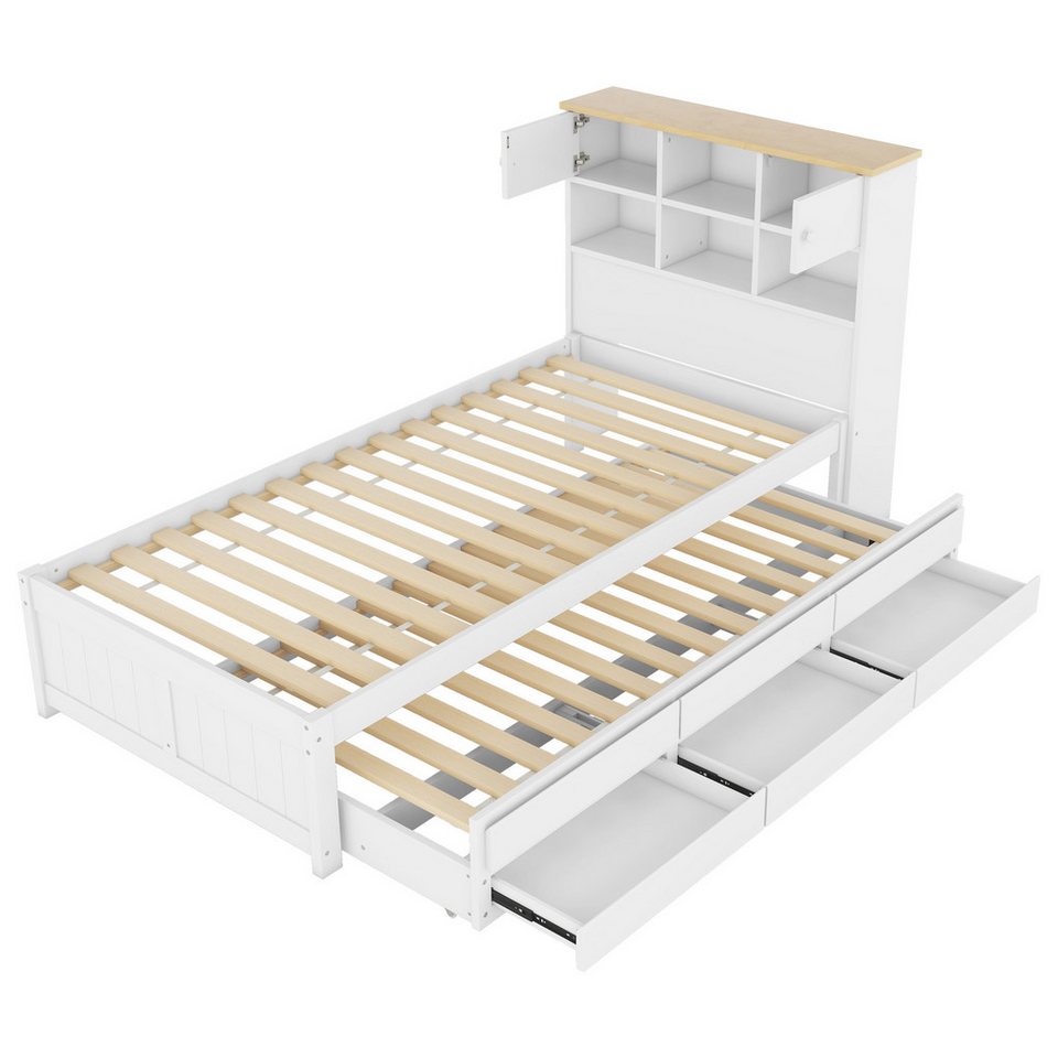 Dopwii Jugendbett 90200 Cm Flachbett Mit Mehreren Staufächern Am