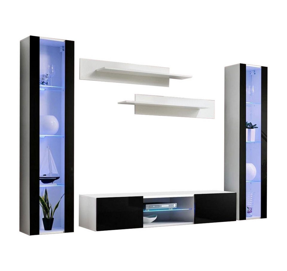 Jvmoebel Wohnzimmer Set Wohnwand Set 5tlg Wohnzimmer Luxus 2x Hänge
