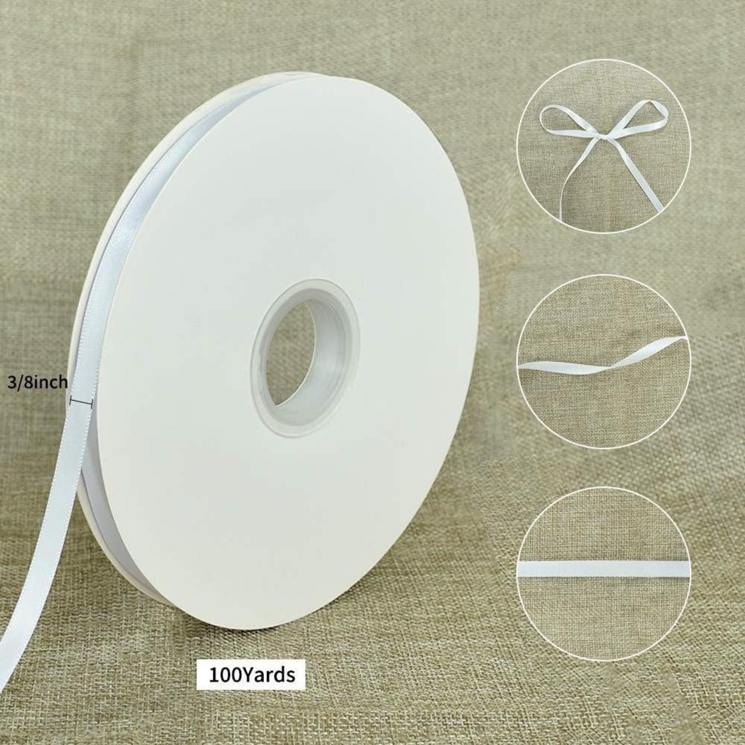 LuxusKollektion Geschenkpapier Satinband weiß 10mm 91m Geschenkband 3/8 ...