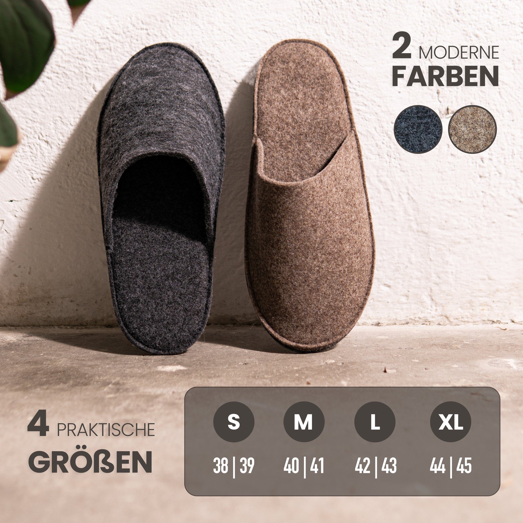 Easy and Green Filz Gästehausschuhe Rutschfest aus Wollfilz - Made in ...