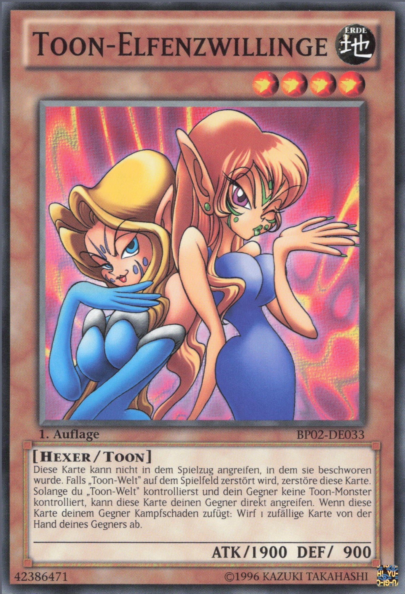ReCollectibles Sammelkarte YuGiOh Toon-Elfenzwillinge (V.1), Yu-Gi-Oh! BP02-DE033 Common