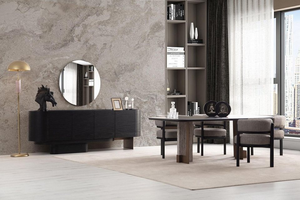 Jvmoebel Esszimmer Set Designer Esszimmer Garnitur Esstisch 6x Stühle