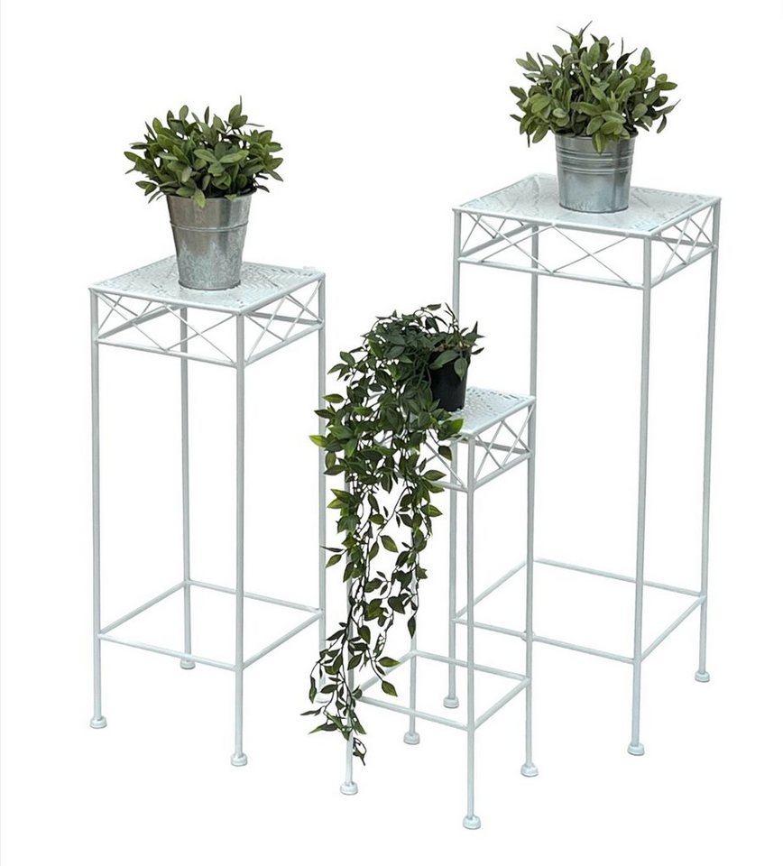 Dandibo Blumenständer Weiß Metall Eckig Blumenhocker 3er Set