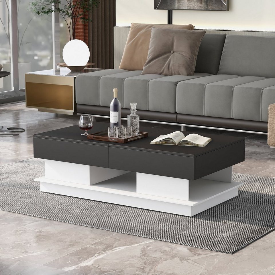 Merax Couchtisch Mit Barfunktion Wohnzimmertisch Mit Ausziehbarem