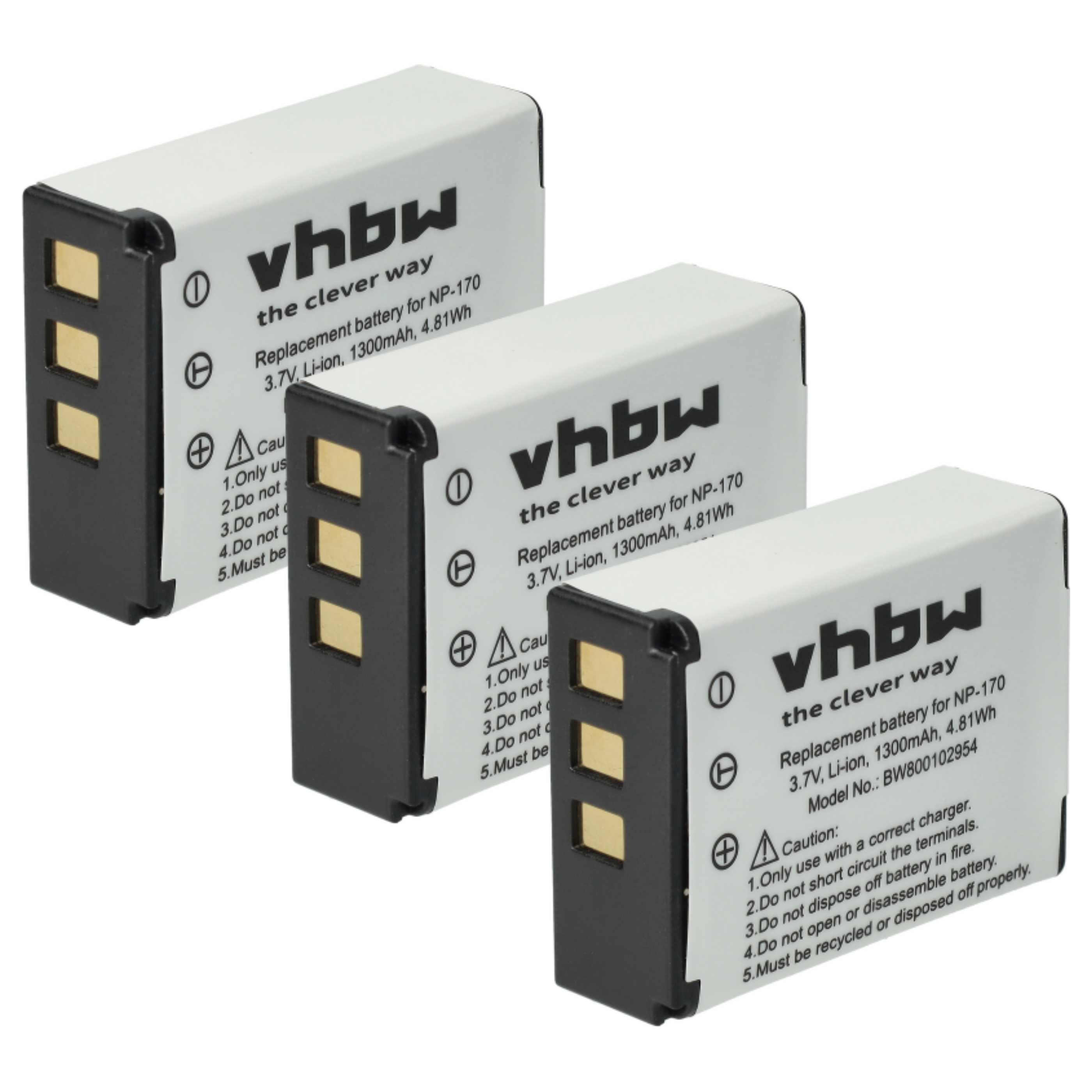 vhbw passend für Digipo Aiptek AHD H23, AHD 2, 084-07042L-062, CB-170 Kamera-Akku Li-Ion 1300 ...