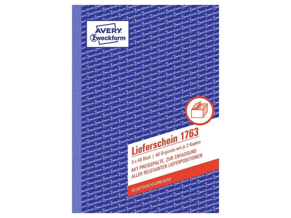Avery Zweckform Formularblock Avery Zweckform Formularbuch '1763 ... Avery Zweckform Formularblock Avery Zweckform Formularbuch '1763 ...