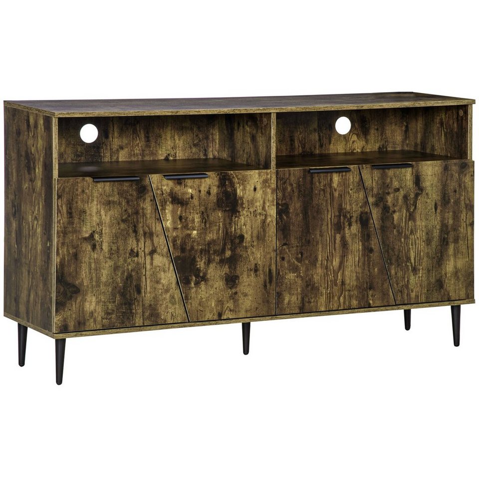 Homcom Sideboard Aufbewahrungsschrank Mit 2 Fächern Und 2 Schränken