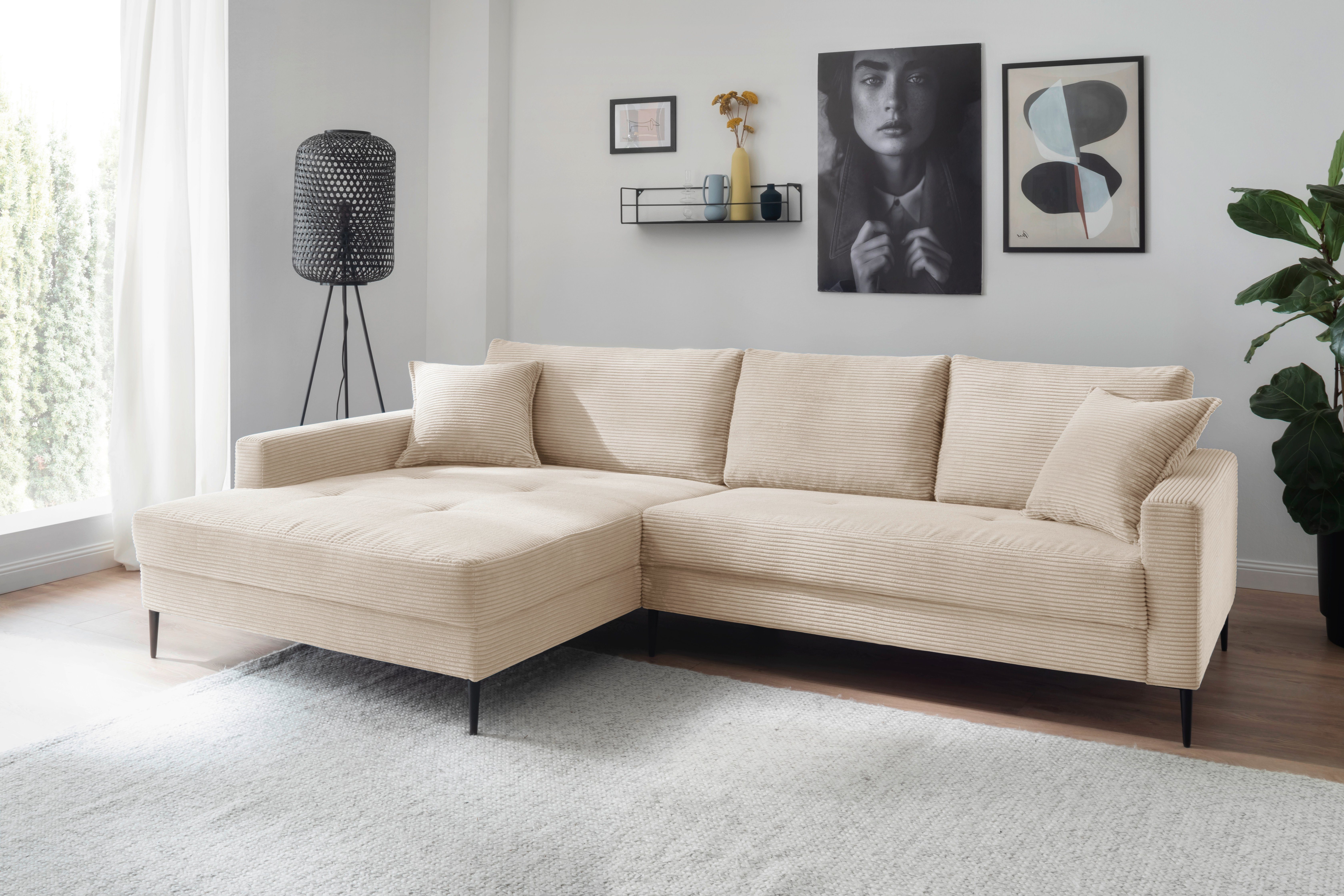 Trends By Hg Ecksofa Summer L Form In Cord Stoff Mit Metallfuß Eckcouch