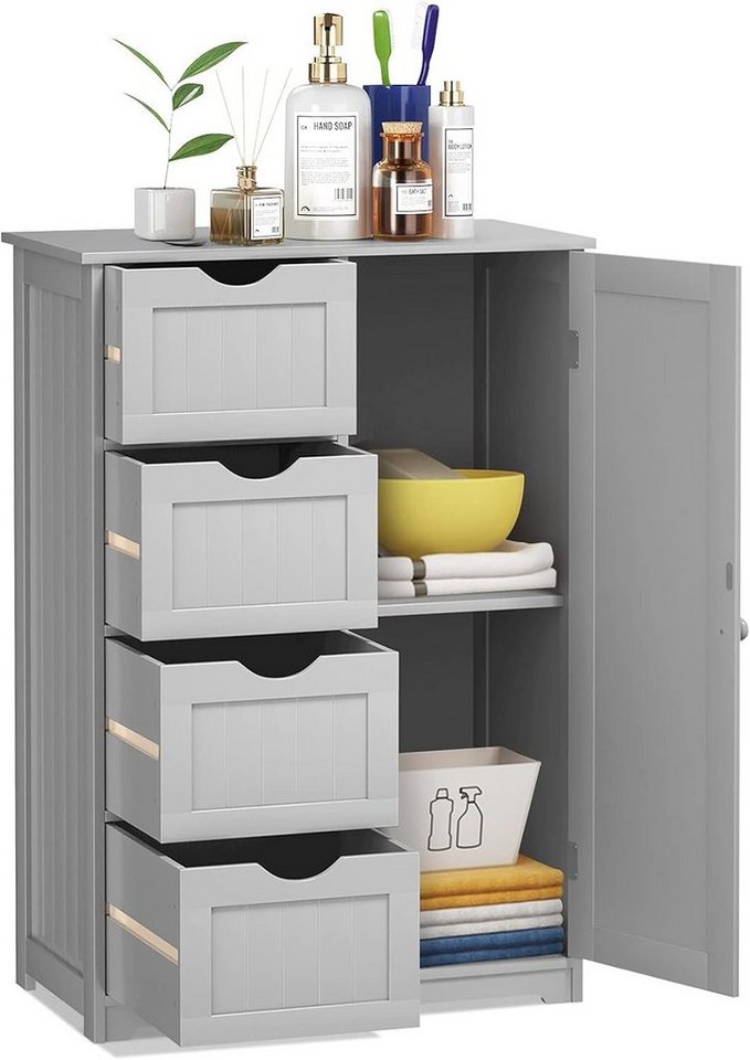 Komfotteu Sideboard Beistellschrank Mit 4 Schubladen Verstellbare Ablagen