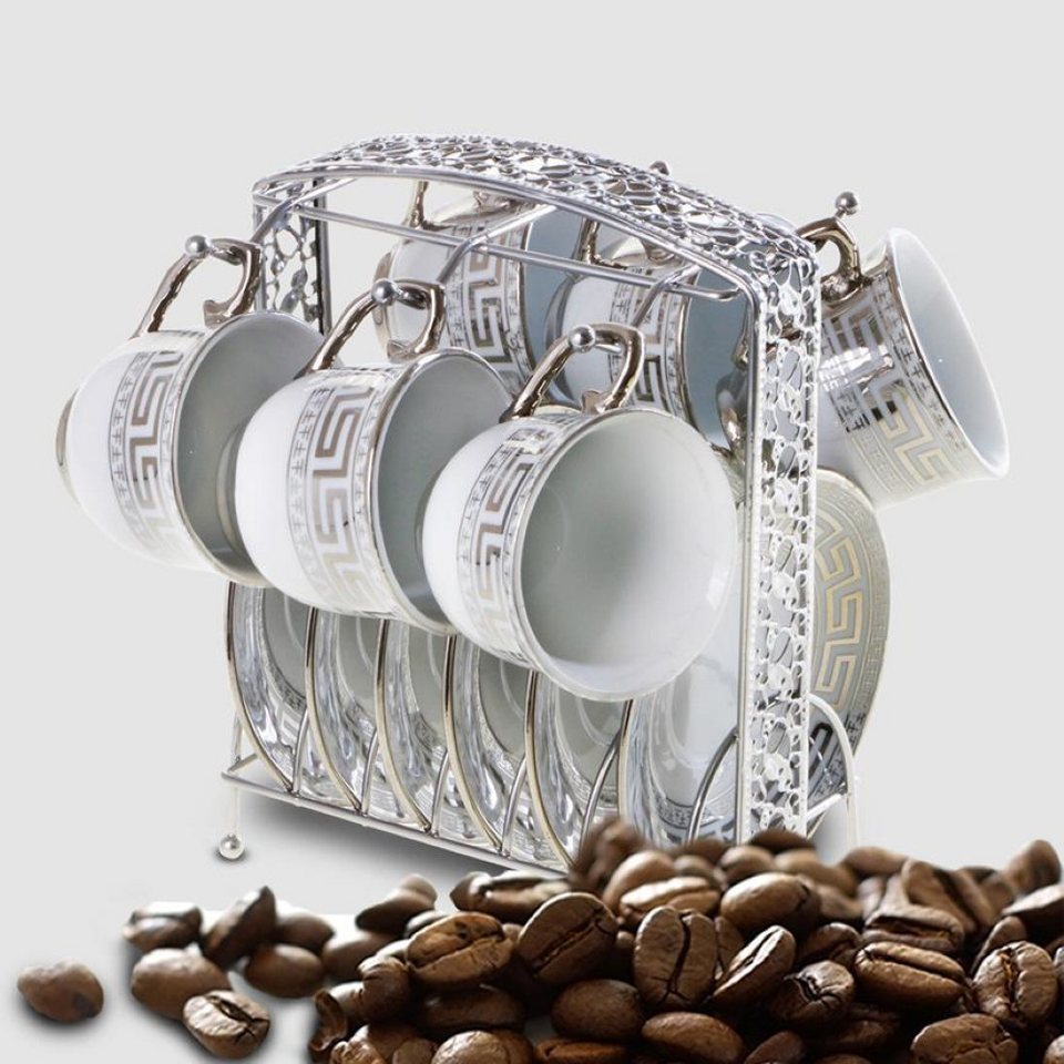 Cinar Kaffeeservice Porzellan Espressotassen Set Mokka Tassen Für 6