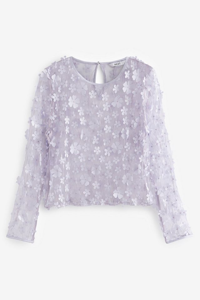 Next Blusenshirt Mesh Oberteil Mit 3d Blumenmuster 1 Tlg