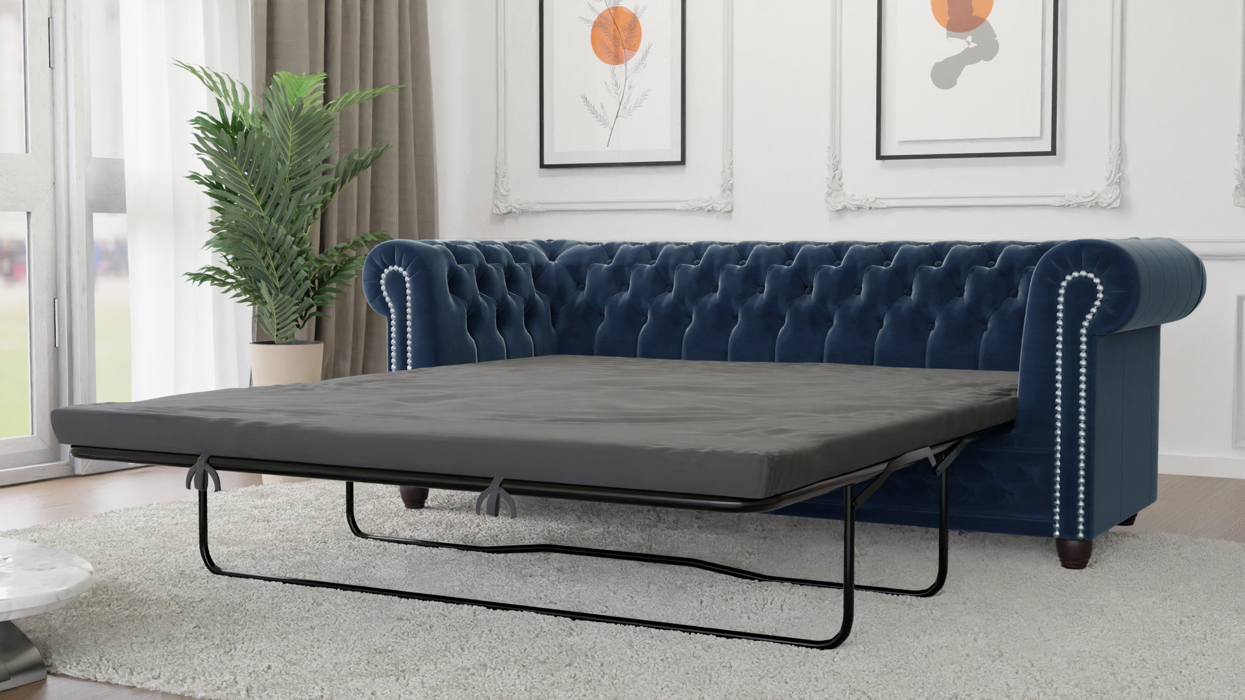 S Style Möbel Chesterfield Sofa Lena 3 Sitzer Mit Schlaffunktion Samt