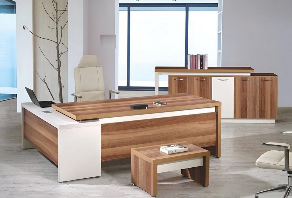 Jvmoebel Arbeitstisch Eckbürotisch Komplette Büro Bürotisch Set 3tlg