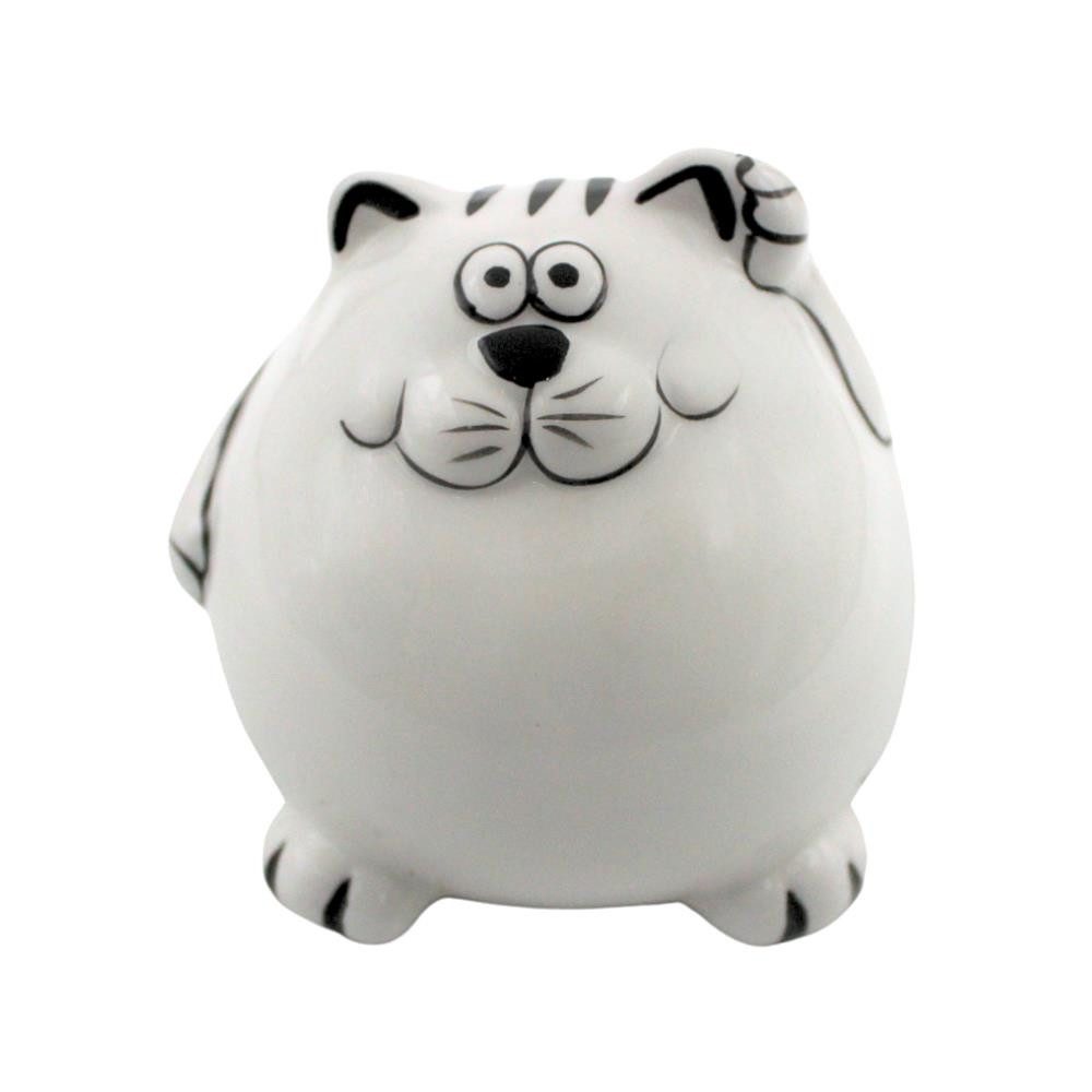 Dekohelden24 Spardose Keramik Spardose - Sparfigur als Katze in weiß, L/B/H 11 x 12 x 11 cm ...
