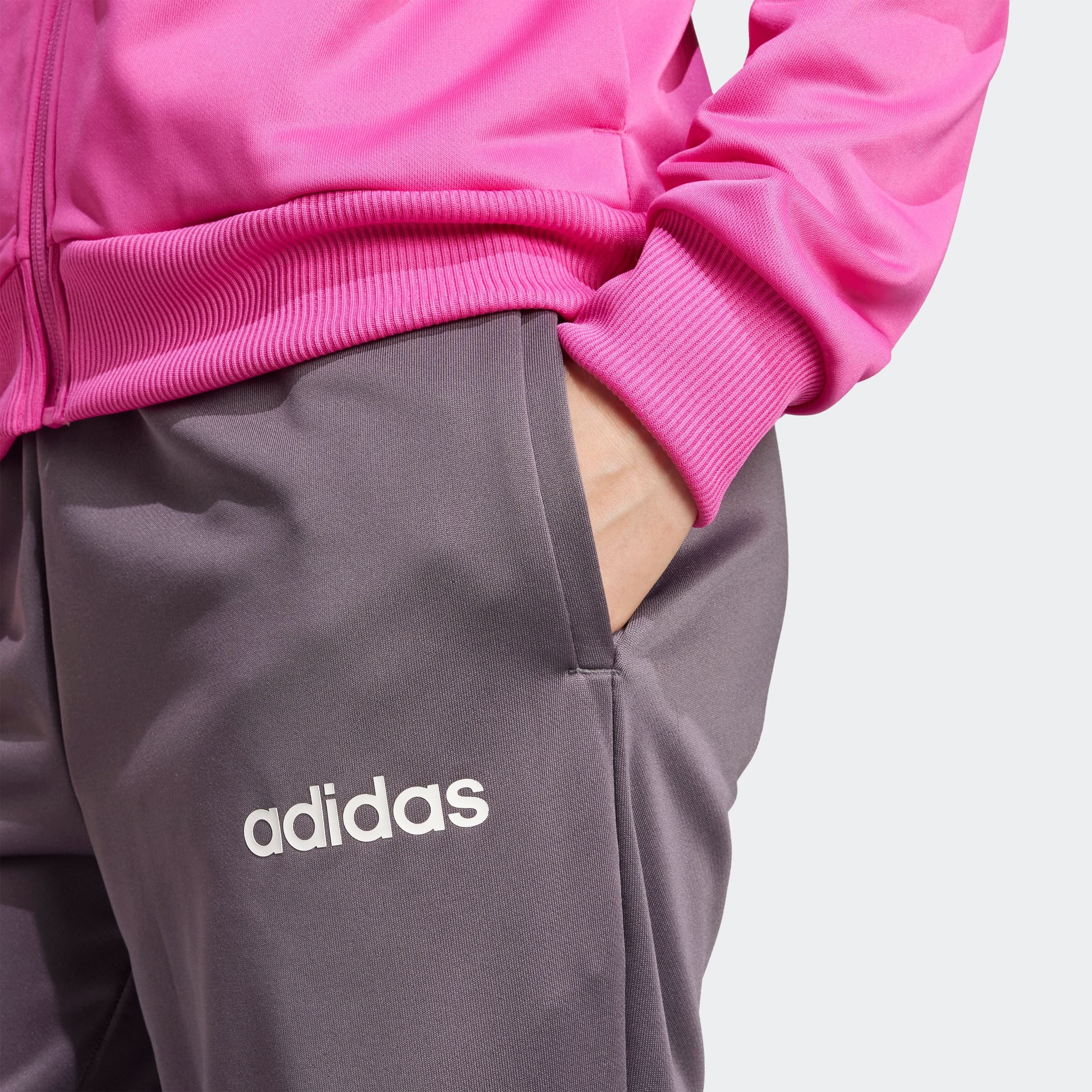 adidas Sportswear Trainingsanzug W LINEAR TS (2-tlg), Durchgehender Reißverschluss; Kapuze