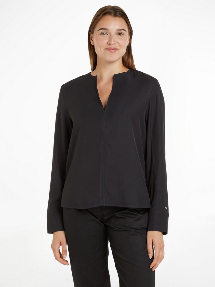 Tommy Hilfiger Klassische Bluse Viscose Regular V Neck Ls Blouse Mit