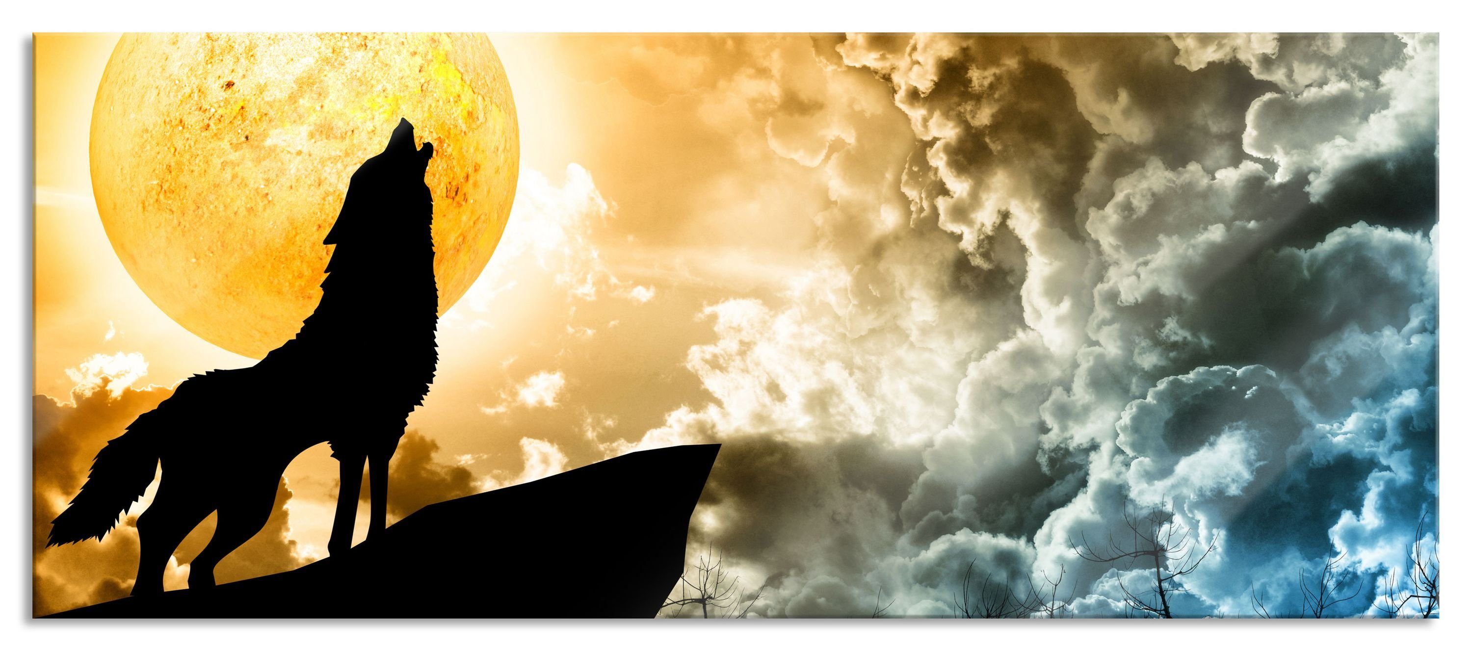 Pixxprint Glasbild Wolf Heult Den Mond An Wolf Heult Den Mond An 1 St