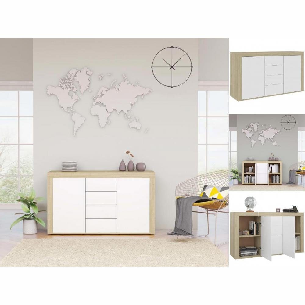 Vidaxl Anrichte Sideboard Weiß Sonoma Eiche 1203669 Cm Spanplatte