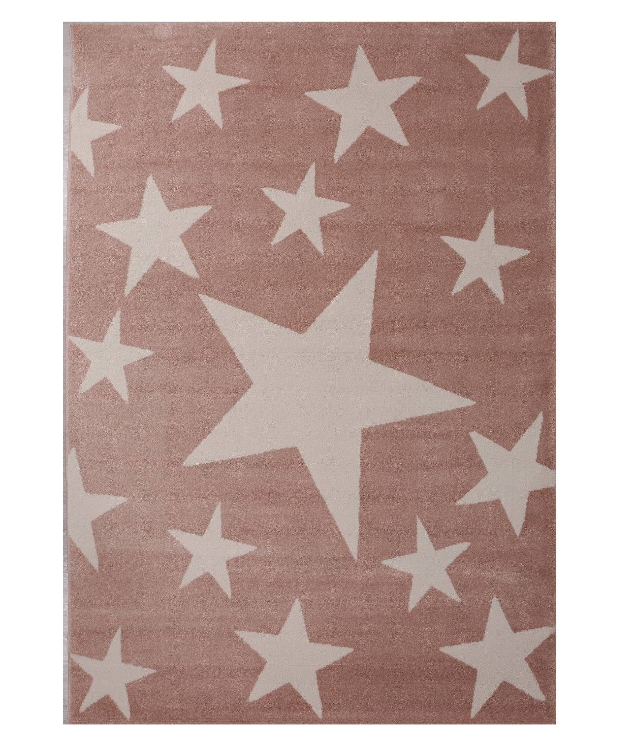 Vimoda Kinderteppich Himmel Muster Stern In Pink Rechteckig Höhe 12