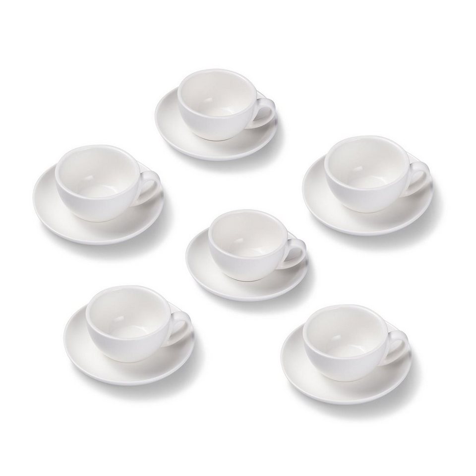 Terra Home Cappuccinotasse 6er Cappuccinotassen Set Weiß Matt 200 Ml