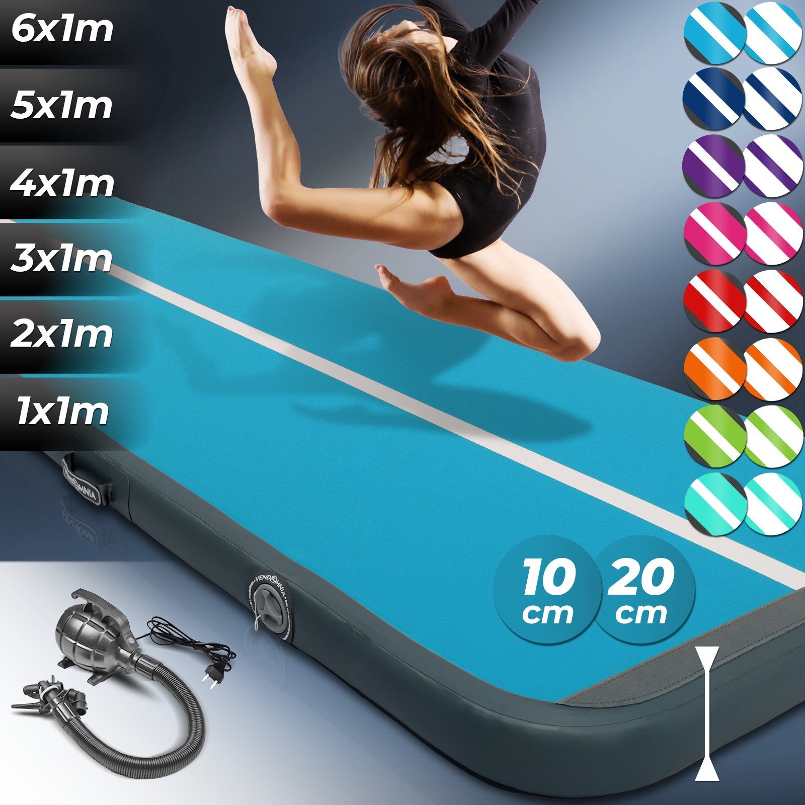 VENDOMNIA Gymnastikmatte AIRTRACK - Fitness Sport 1/2/3/4/5/6/7/8m ...