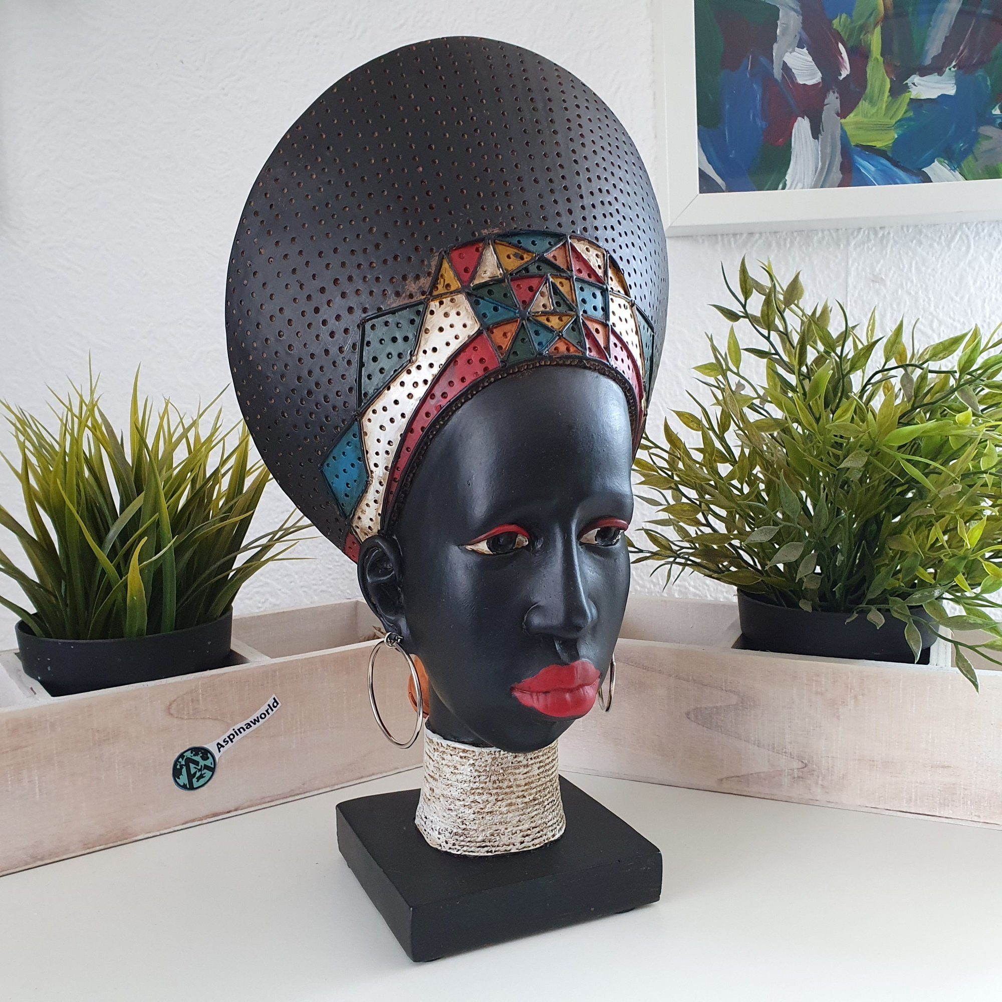 Aspinaworld Dekofigur Afrikanische Dekofigur Frauenbüste 33 Cm