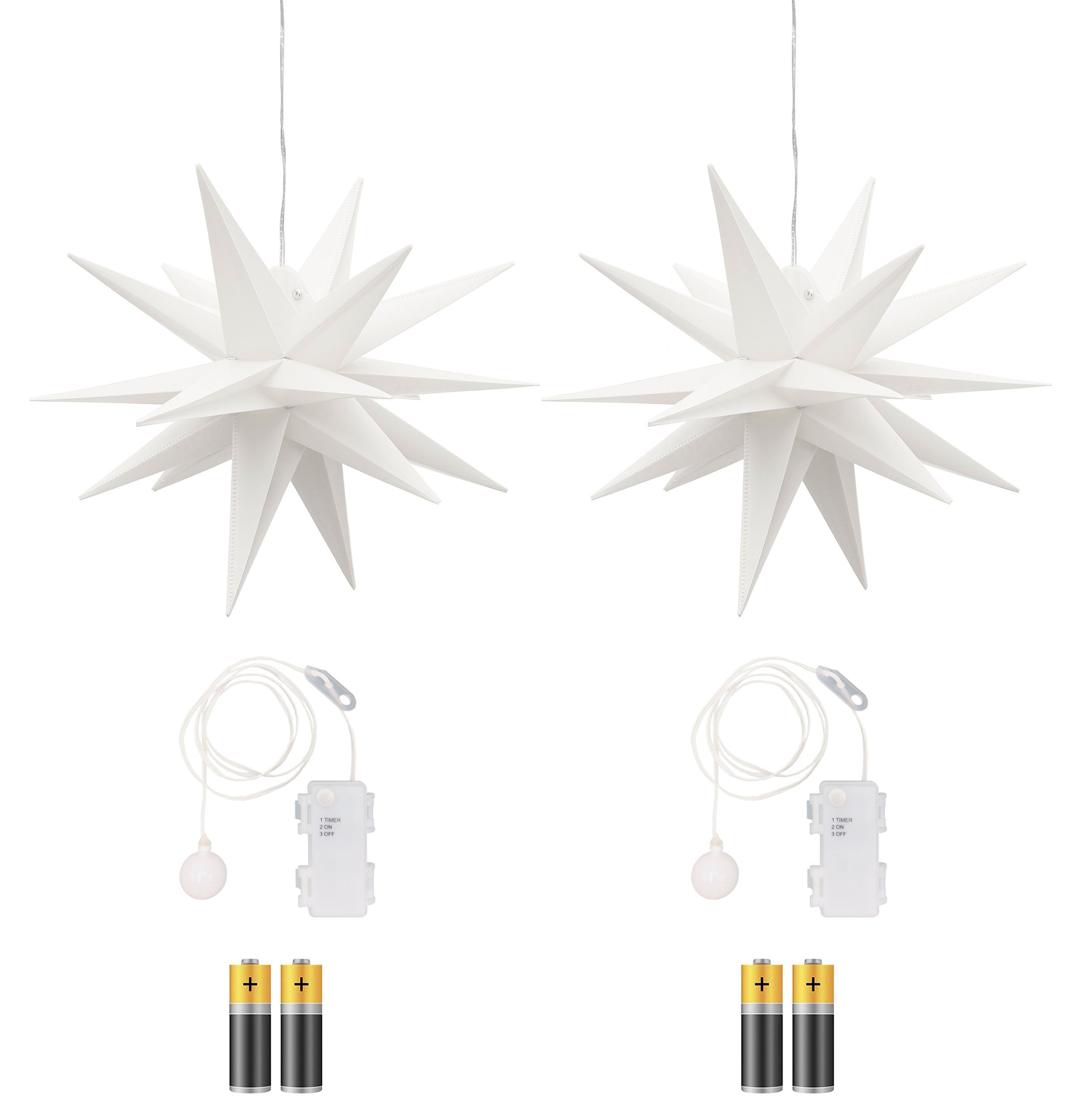 kamelshopping LED Stern 2er SET Weihnachtsstern im 3D Look mit ...